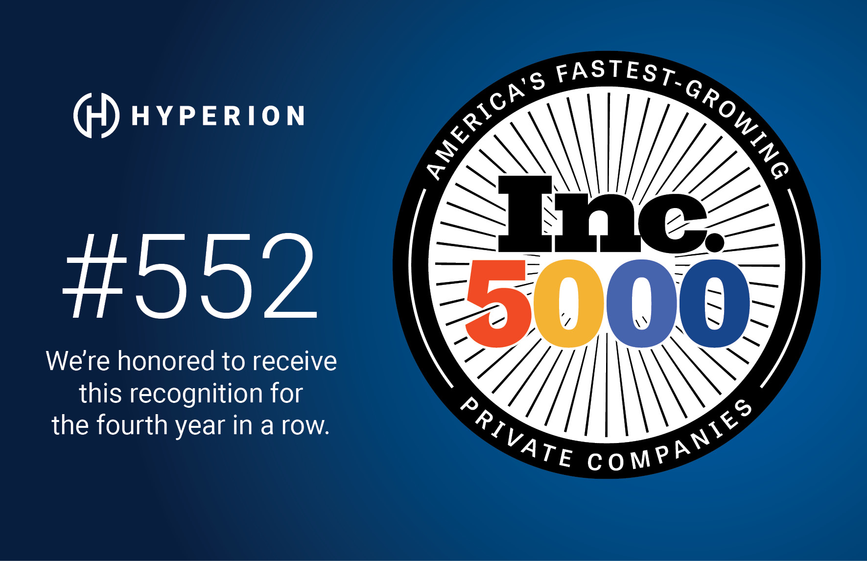 Hyperion Ranked No. 552 on Inc. 5000 List - Hyperion Partners